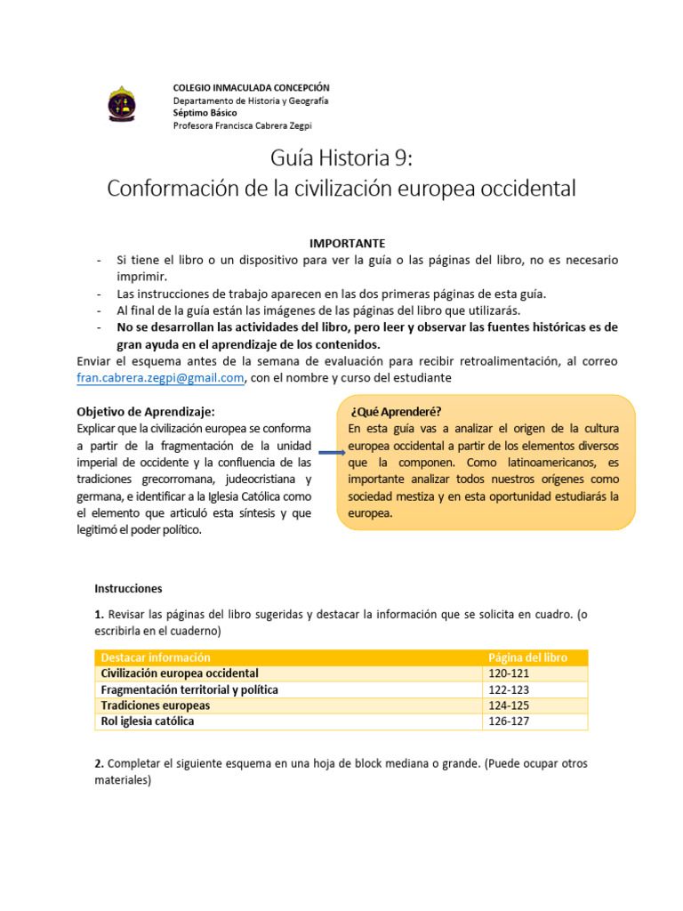 Guia 9 Cultura Occidental 7mo | PDF | Mundo occidental