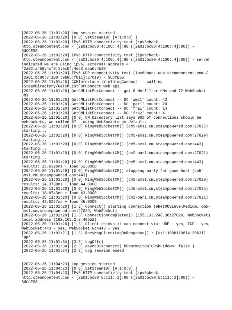 Connection Log 27022 | PDF | I Pv6 | Transmission Control Protocol