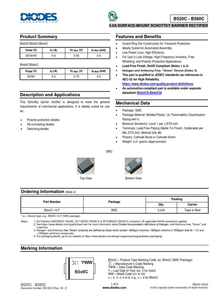 B520C B560C | PDF | Diode | Electrical Components