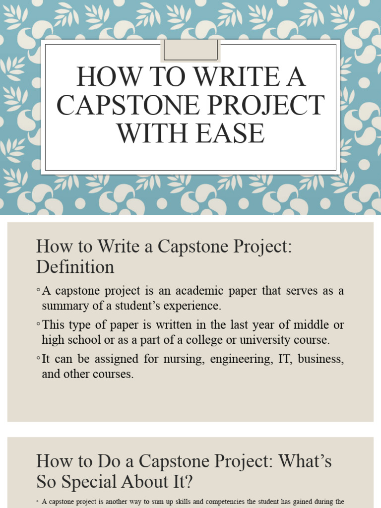 How to Write a Capstone Project With Ease | PDF