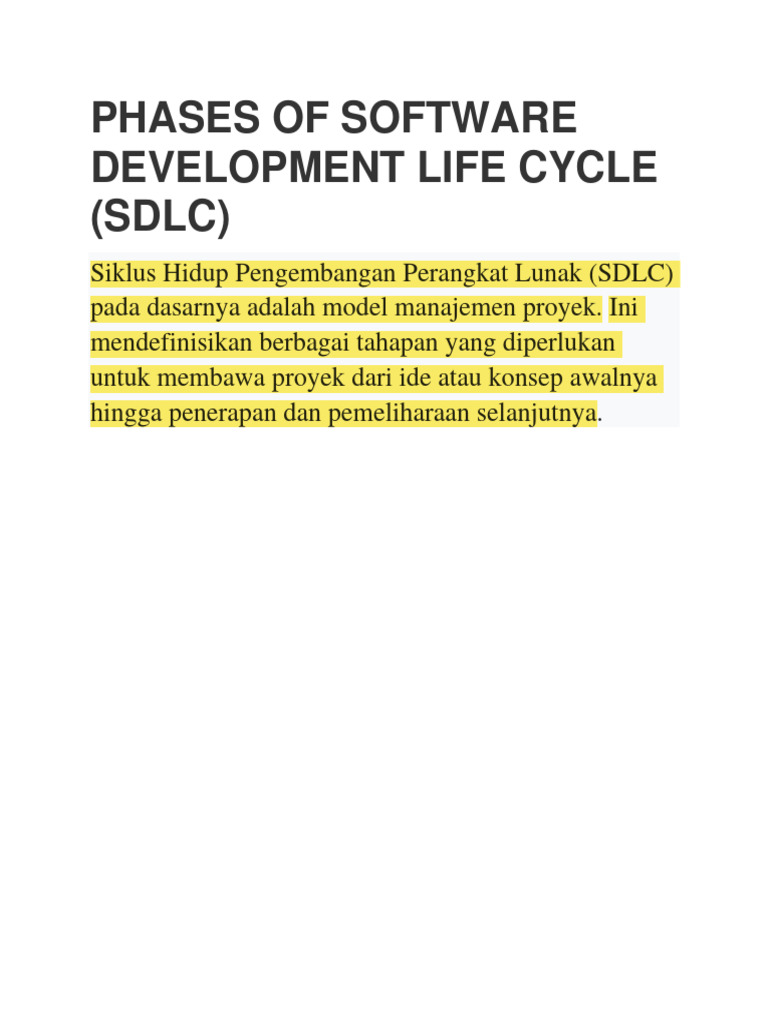 Software Development Life Cycle | PDF | Bisnis | Komputer