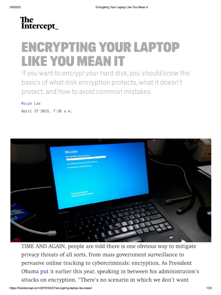 ENCRYPTING YOUR LAPTOP Like You Mean It | PDF
