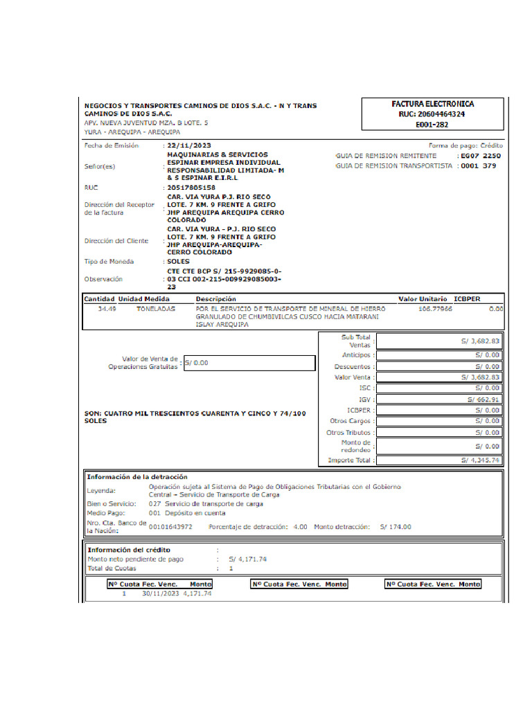 Factura E001-828 | PDF