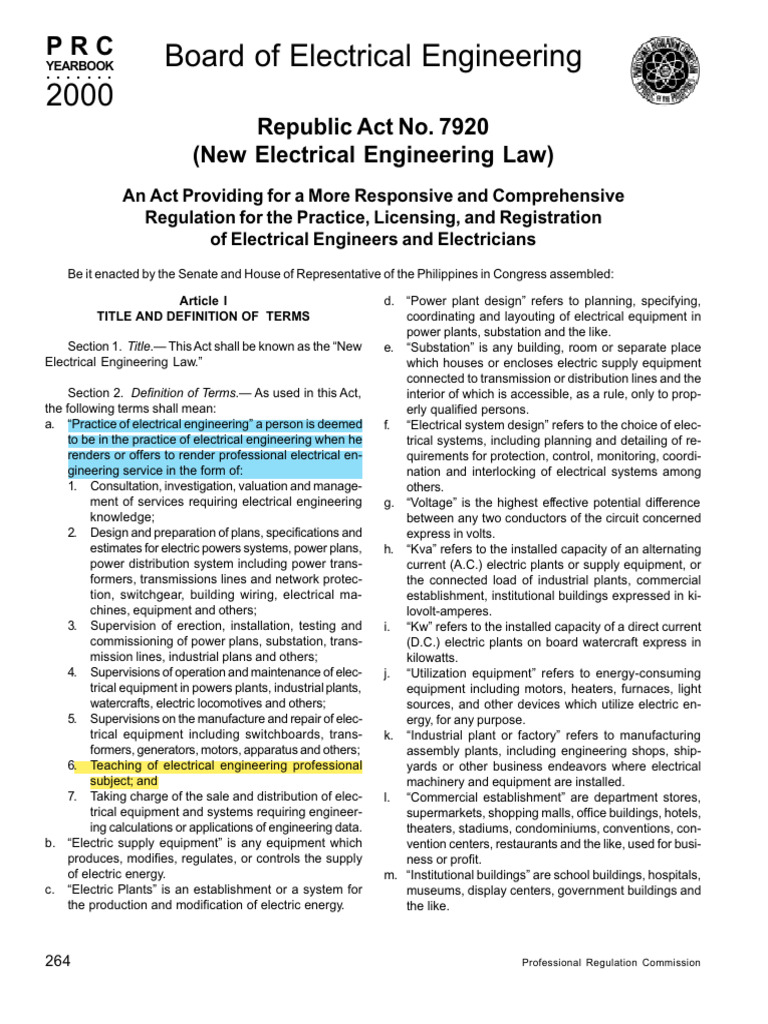 RA7920 (New Electrical Engineering Law) - 1 | PDF
