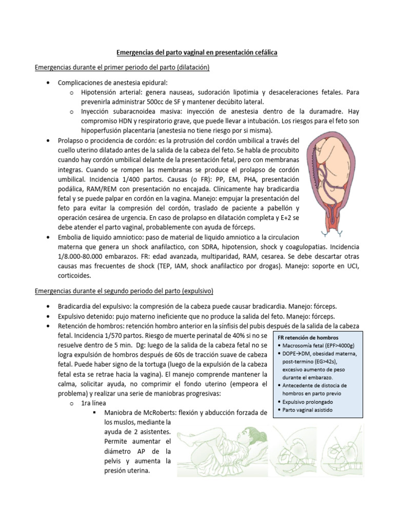 Capitulo 11 Emergencias del parto vaginal en presentacion cefálica | PDF | Parto | Ciencias de ...