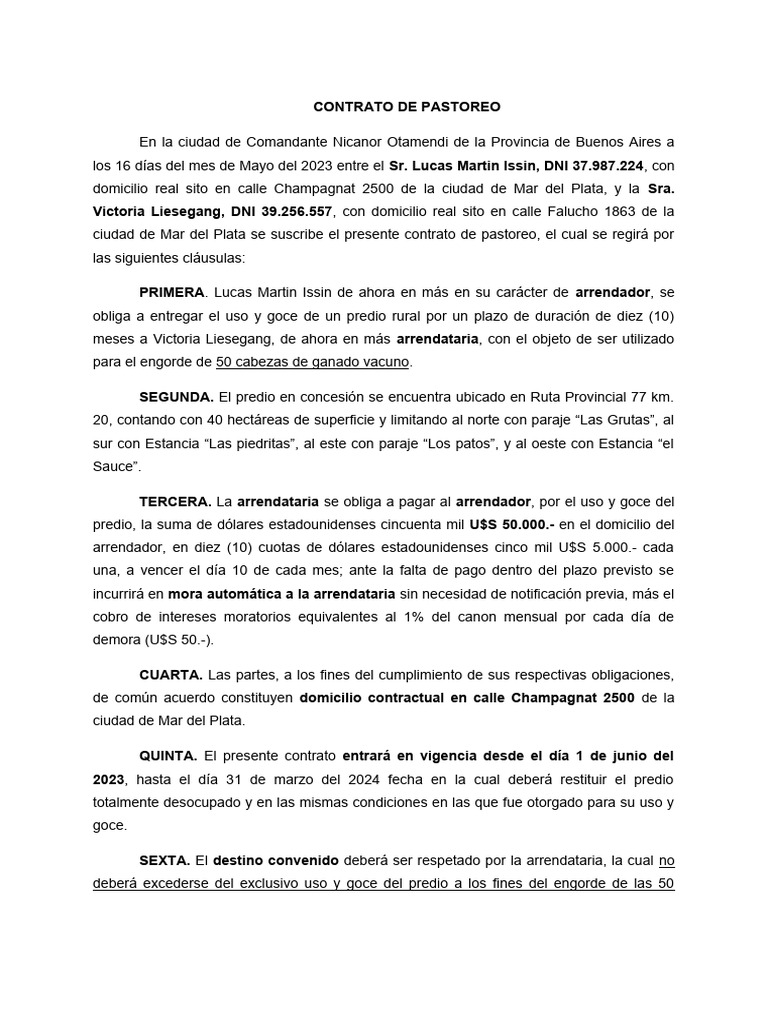 Contrato de Pastoreo | PDF
