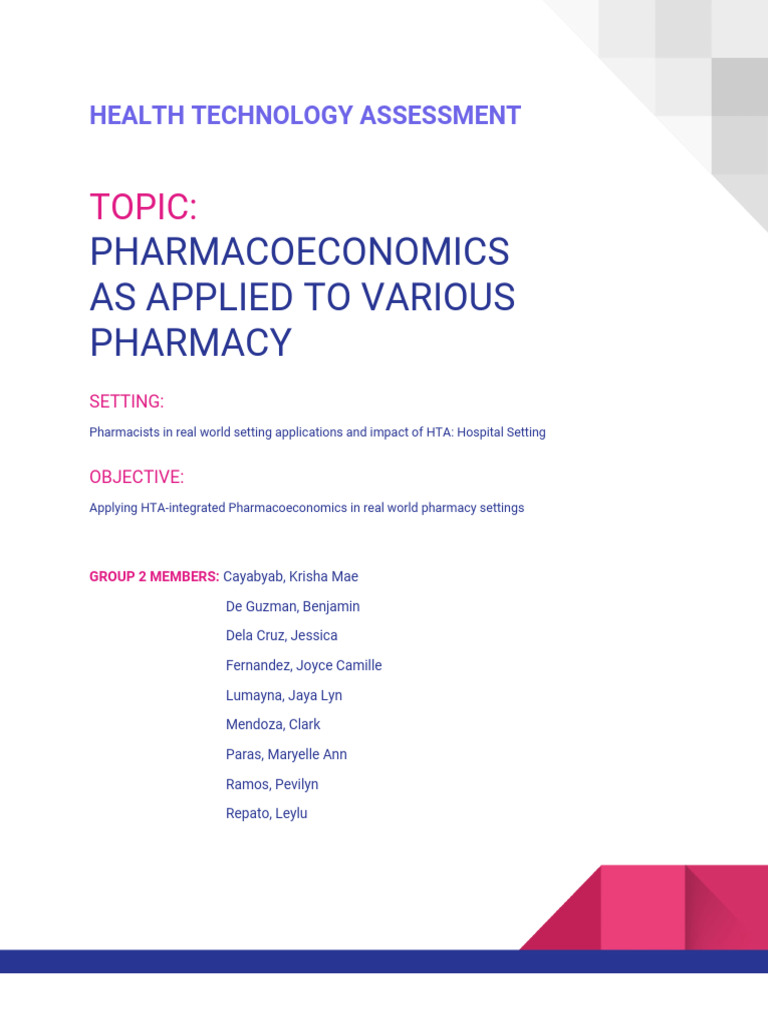 Pharmacoeconomics As Applied To Hospital Pharmacy Handout | PDF ...