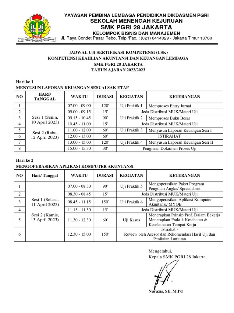 Jadwal Usk Akl 2023 | PDF