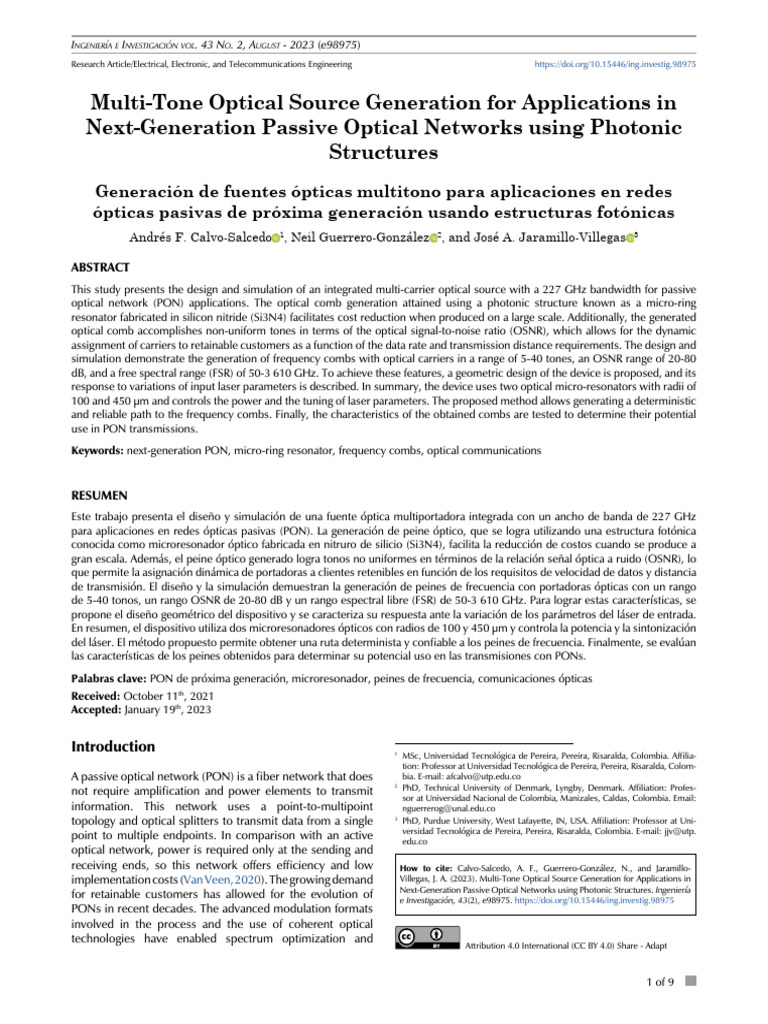 Multi-Tone Optical Source Generation For Applications in Next-Generation Passive Optical ...