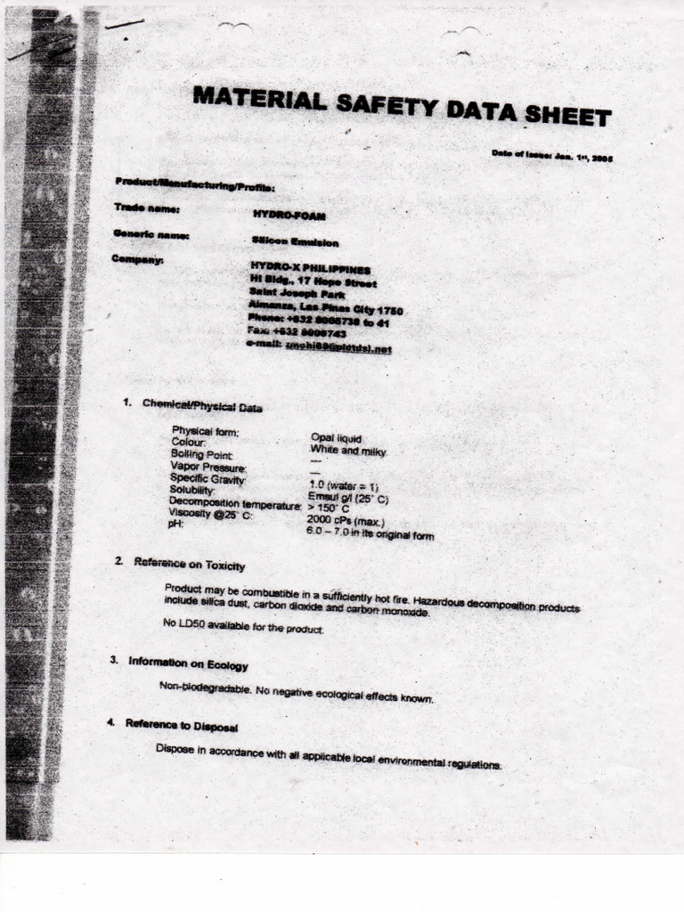 MSDS Hydro-Foam | PDF