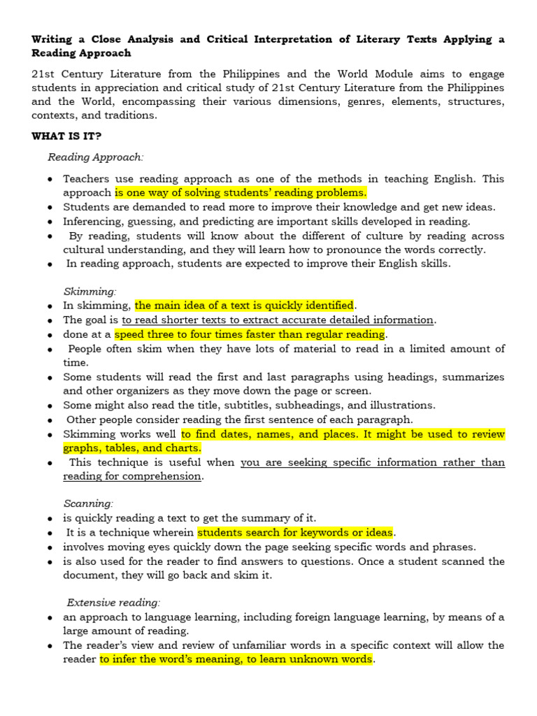 Reading Approach | PDF