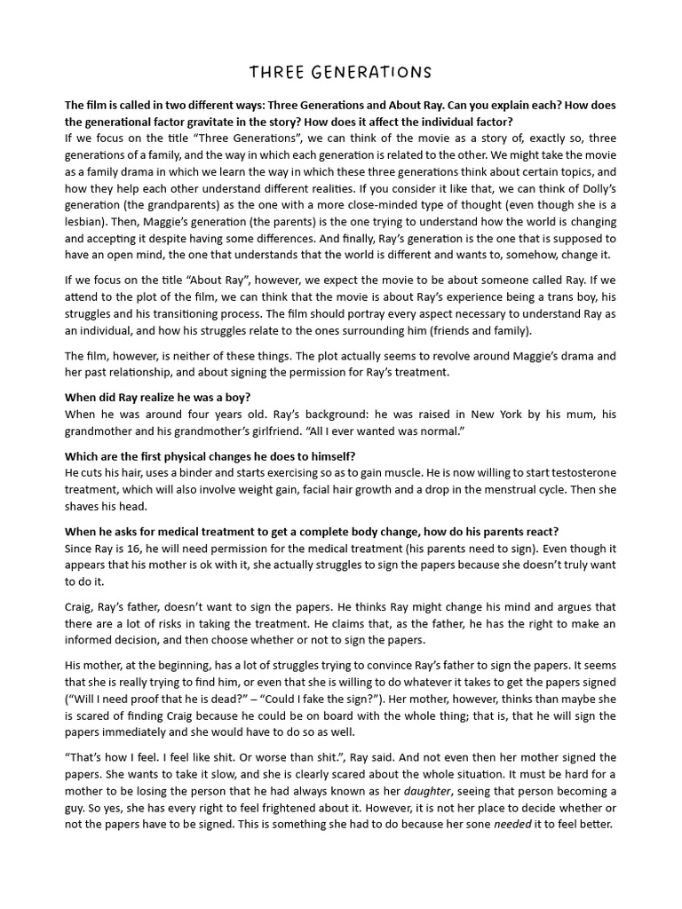 THREE GENERATIONS | PDF | Experience | Thought