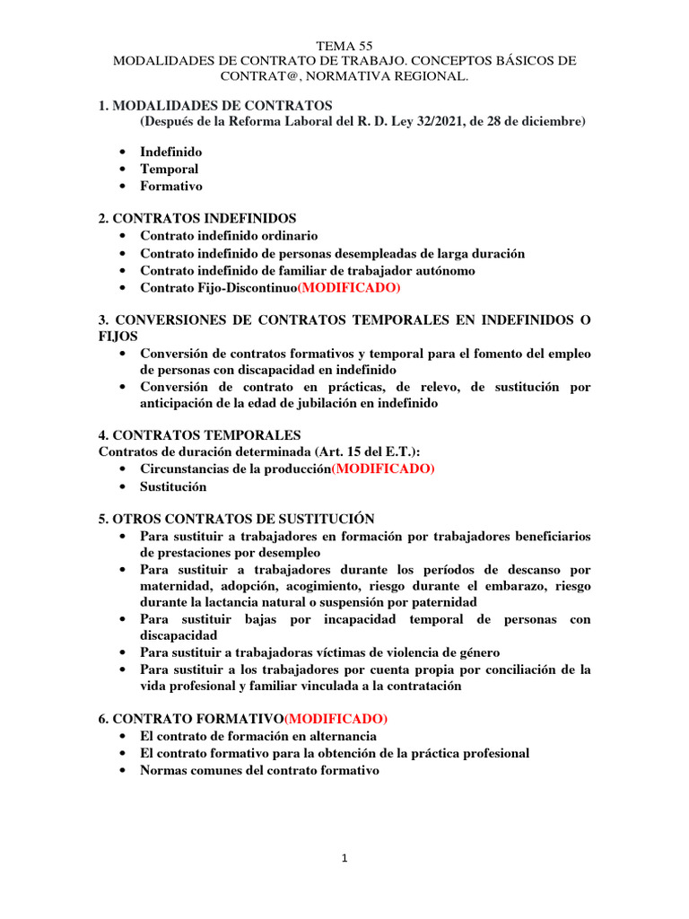 Microsoft Word - Resumen MODALIDADES DE CONTRATOS | PDF | Derecho laboral | Trabajo temporal