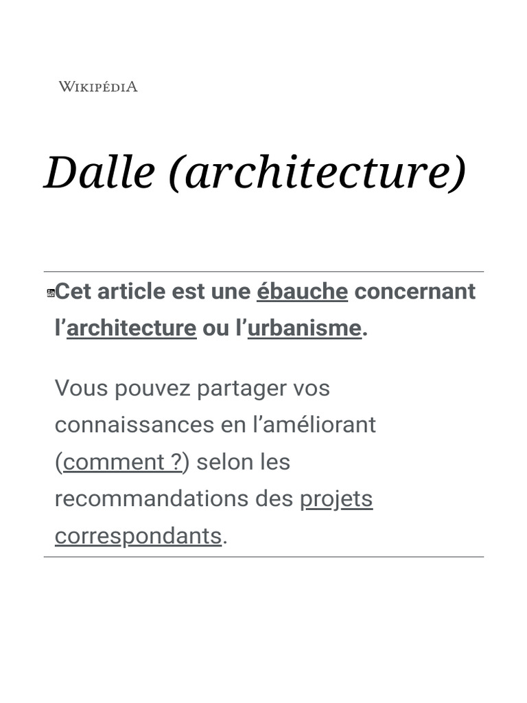 Dalle (Architecture) Wikipédia | PDF