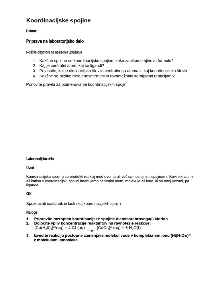 Koordinacijske Spojine | PDF