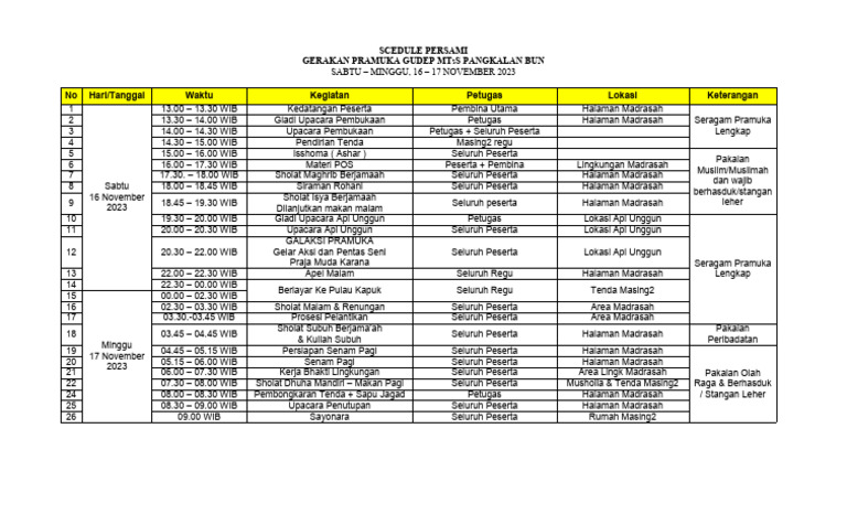Scedule Persami | PDF