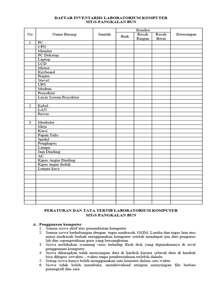 Administrasi Lab Kom | PDF