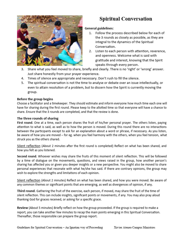 Ignatian Spiritual Conversation Guide | PDF | Prayer | Human Communication