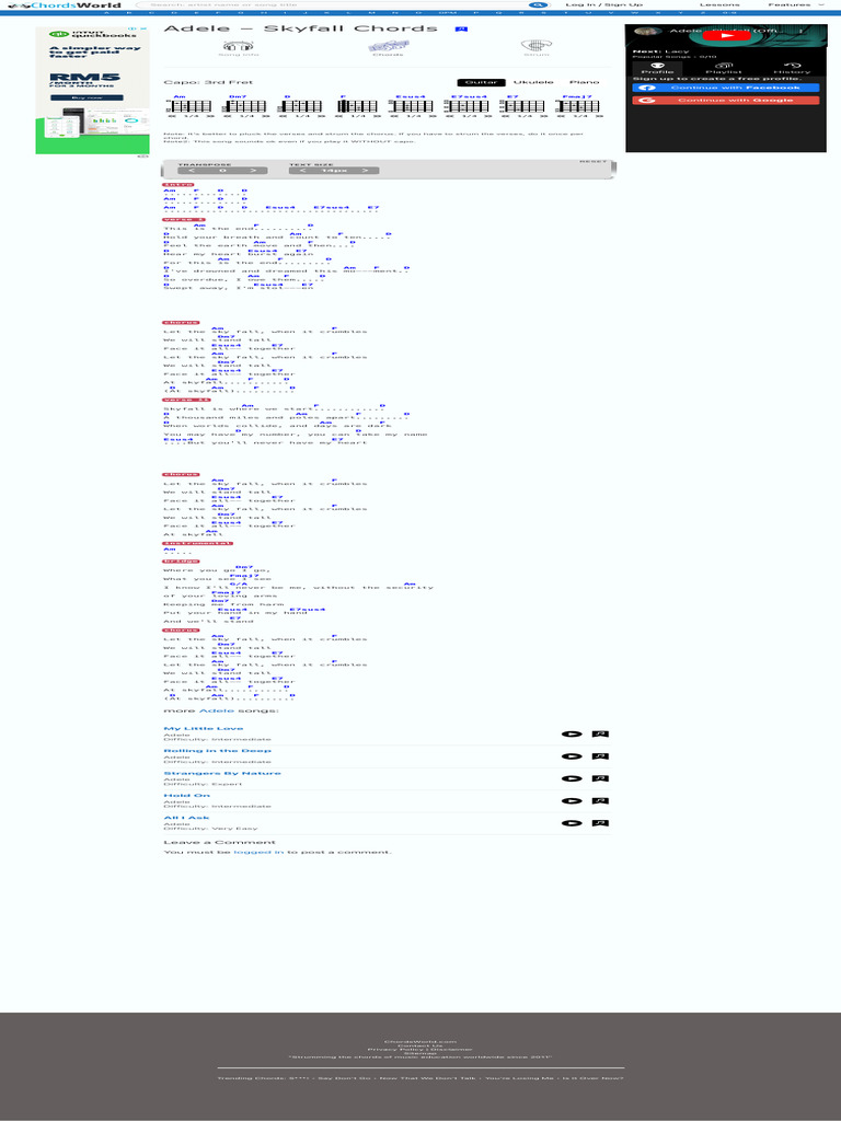 Adele - Skyfall Chords | PDF | Musical Instruments | String Instruments