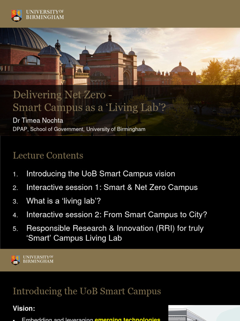UoB Smart Campus: A Living Lab for Net Zero | PDF | Innovation