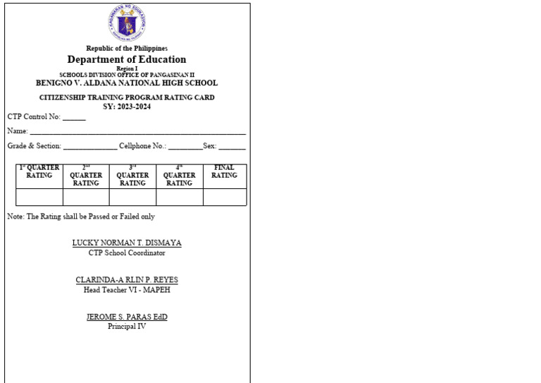 CTP Report Card | PDF