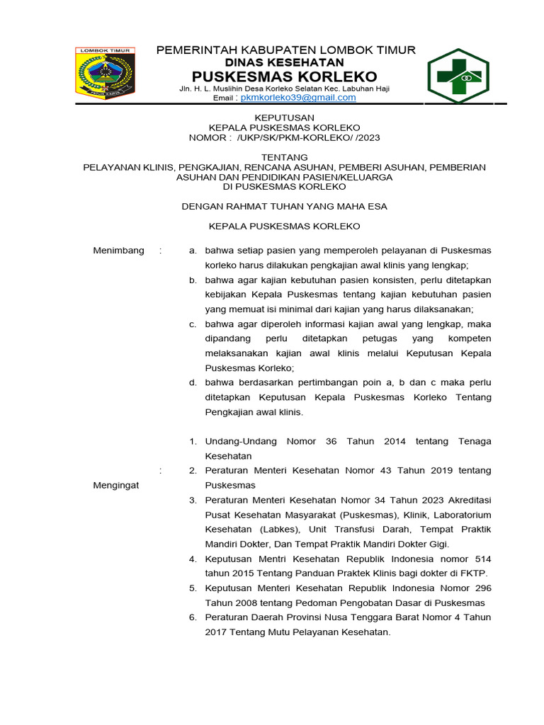 SK Pengkajian Awal Klinis | PDF | Sains & Matematika