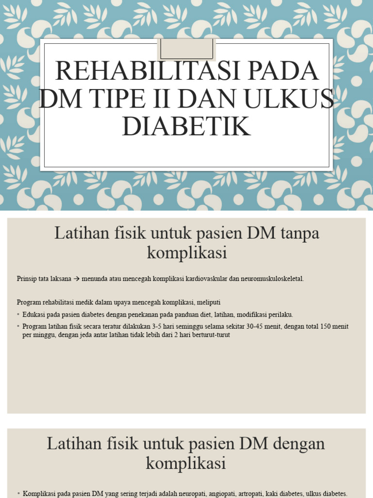 Rehabilitasi Pada DM Tipe Ii Dan Ulkus Diabetik | PDF
