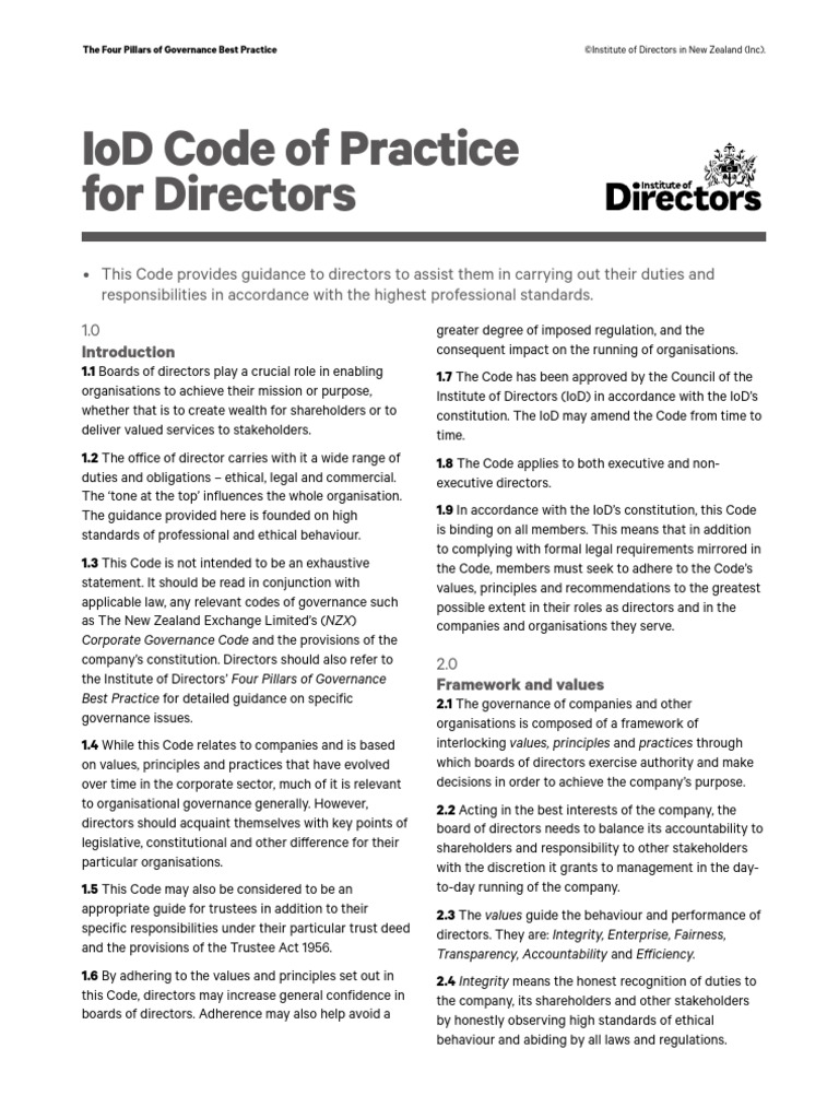 Code of Practice IoD | Download Free PDF | Audit | Audit Committee