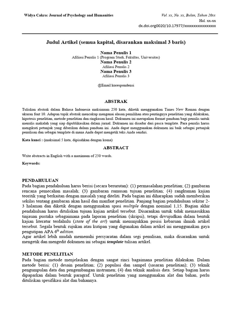 Template Jurnal Widya Cakra | PDF
