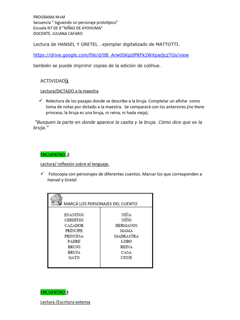 Secuencia Didáctica: Hansel y Gretel | PDF | Hansel y Gretel