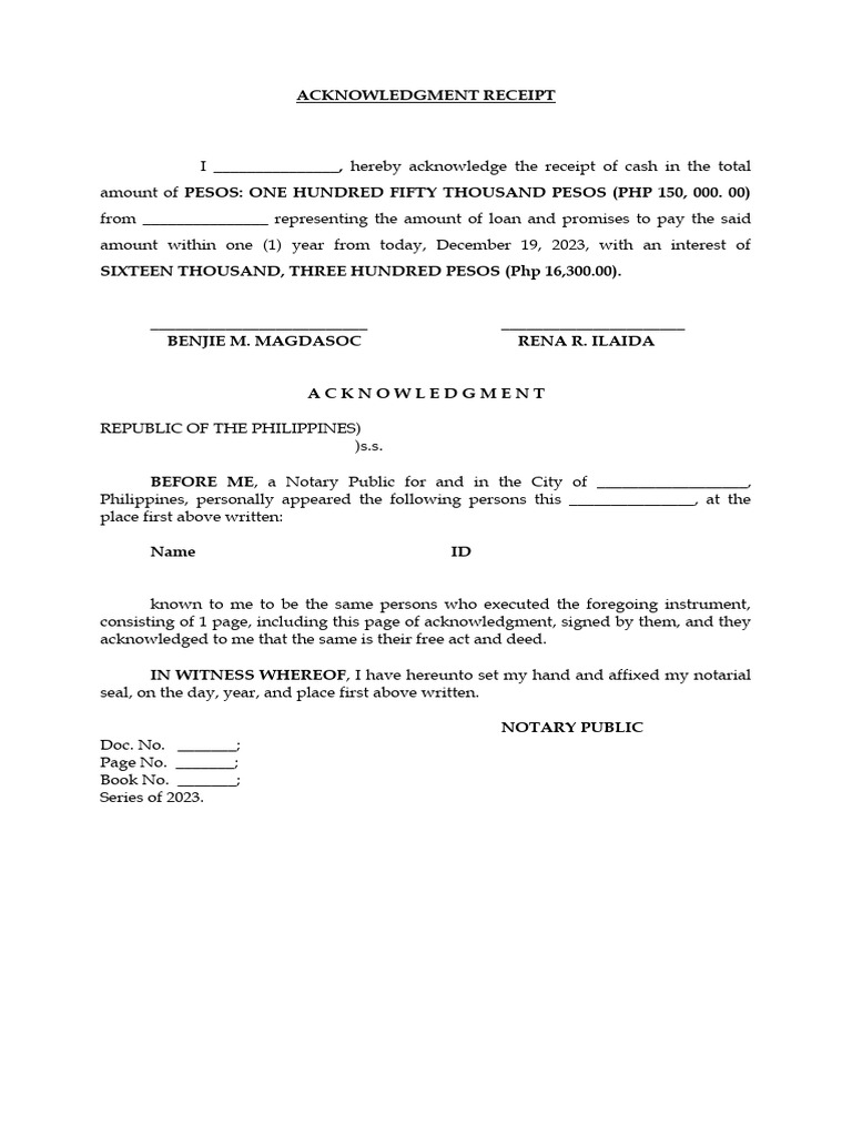 Acknowledgment Receipt 0122923 | PDF