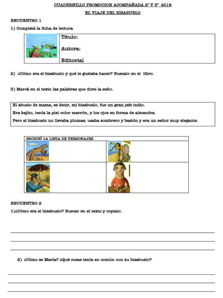 Actividades El Viaje Del Bisabuelo | PDF