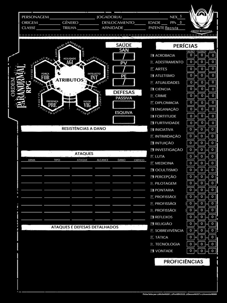 Ficha de Personagem para RPG | PDF