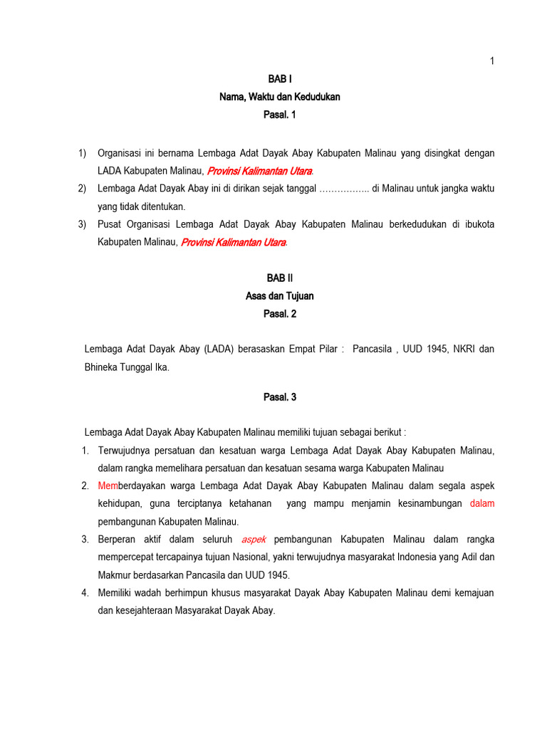 Draft ADART Dayak Abay | PDF | Ilmu Sosial | Perjalanan