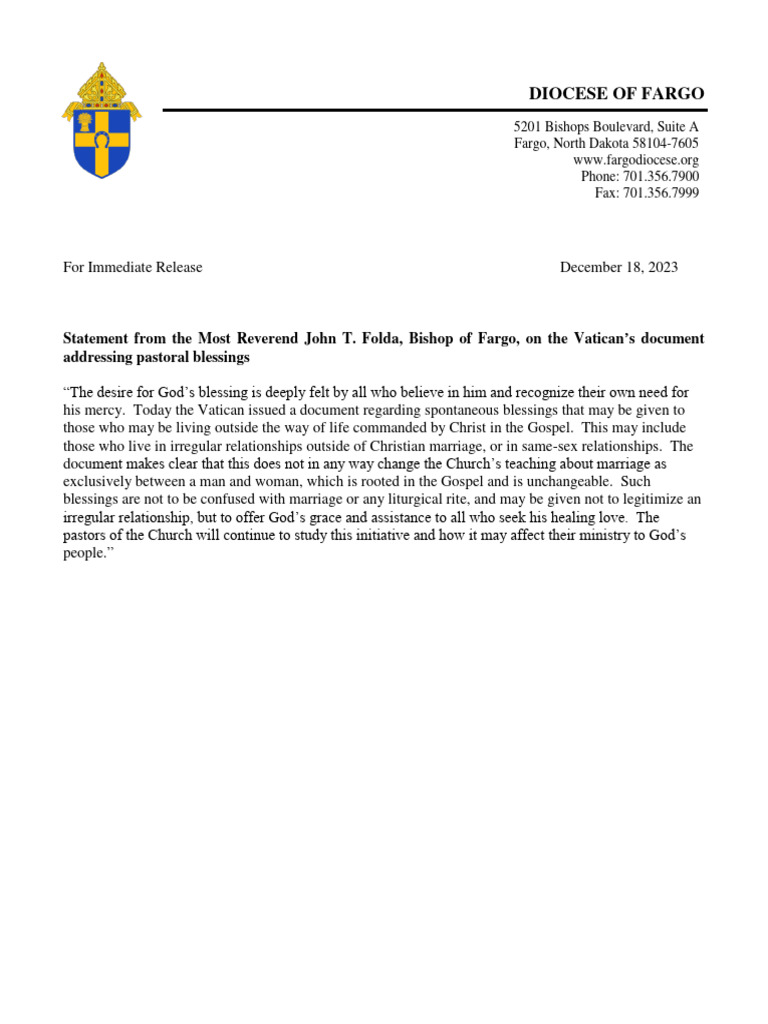 PR-Vatican Blessing Statement | PDF