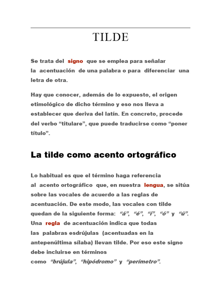 Uso y reglas de la tilde en español | PDF | Idiomas | Estudios de ...
