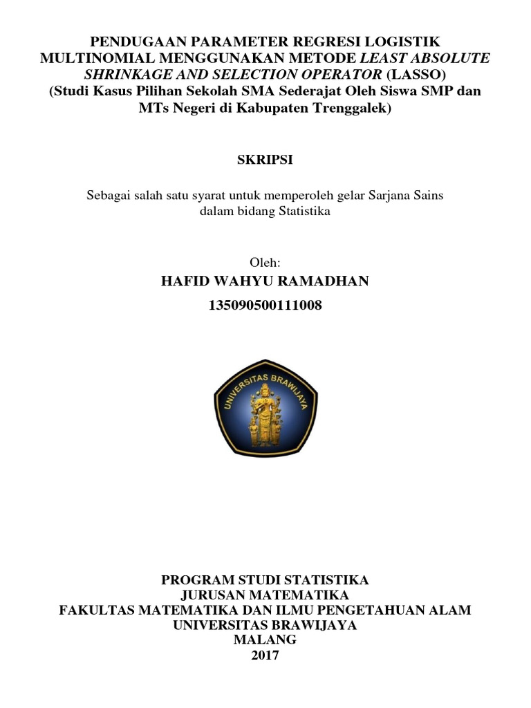 Estimasi Regresi Logistik Multinomial LASSO | PDF | Metode & Bahan Ajar
