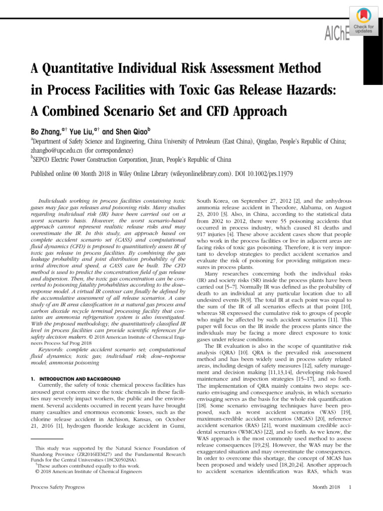 A Quantitative Individual Risk Assessment Method in Process Facilities ...
