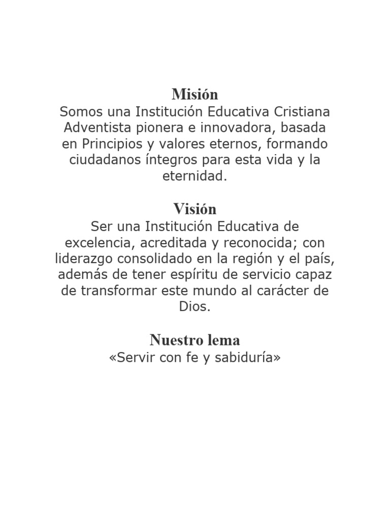 Misión Vision Cata Logo | PDF