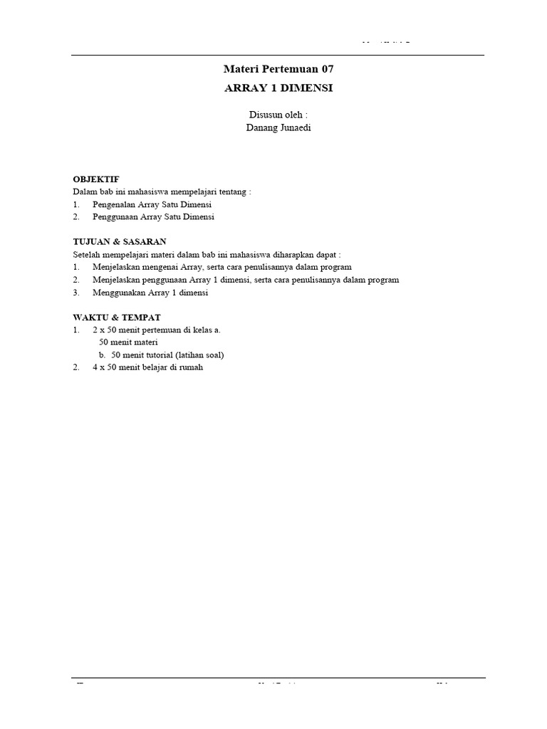 Array 1 Dimensi untuk Mahasiswa | PDF | Komputer