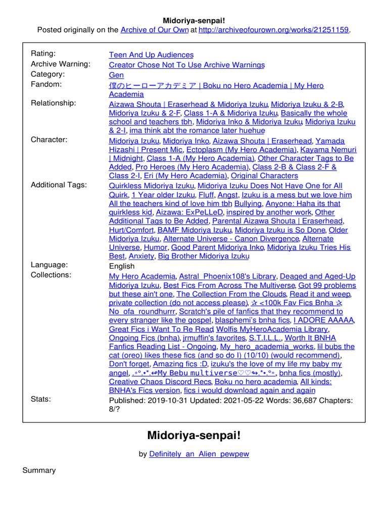 Midoriya Senpai | PDF