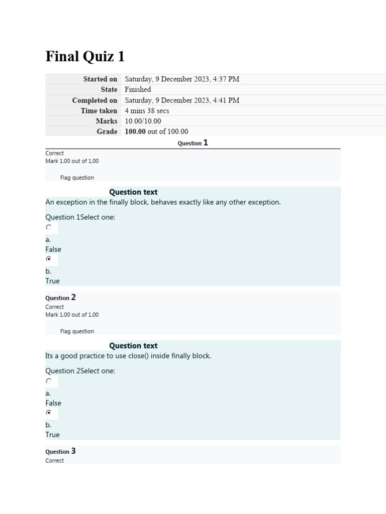 OOP Final Quiz 1 | PDF | Software Engineering | Computer Programming
