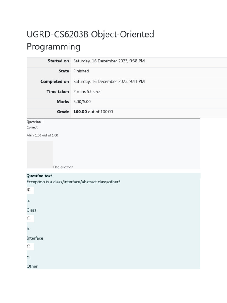 UGRD-CS6203B Object-Oriented Programming Final Exam | PDF | Teaching Methods & Materials | Computers