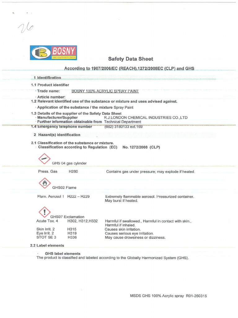 Paint, Spray Aerosol (Bosny) | PDF