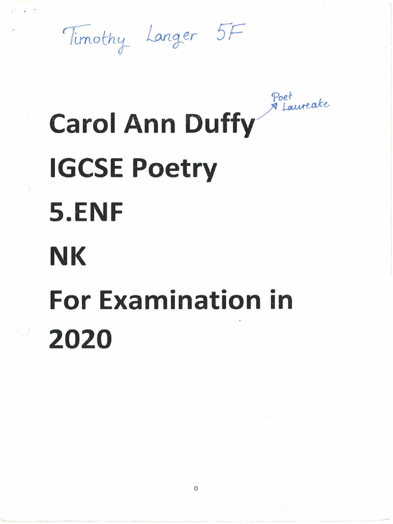 Carol Ann Duffy IGCSE Poetry Guide | PDF