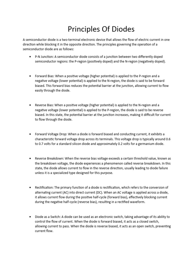 Principles Of Diodes | PDF