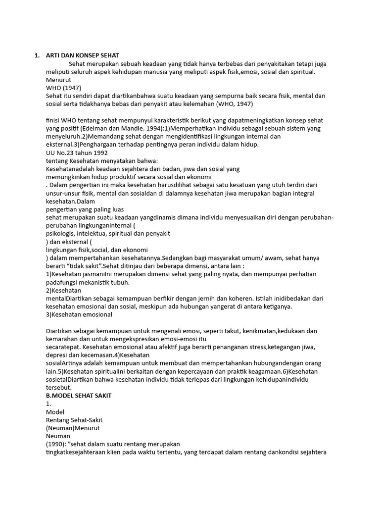 Arti Dan Konsep Sehat | PDF
