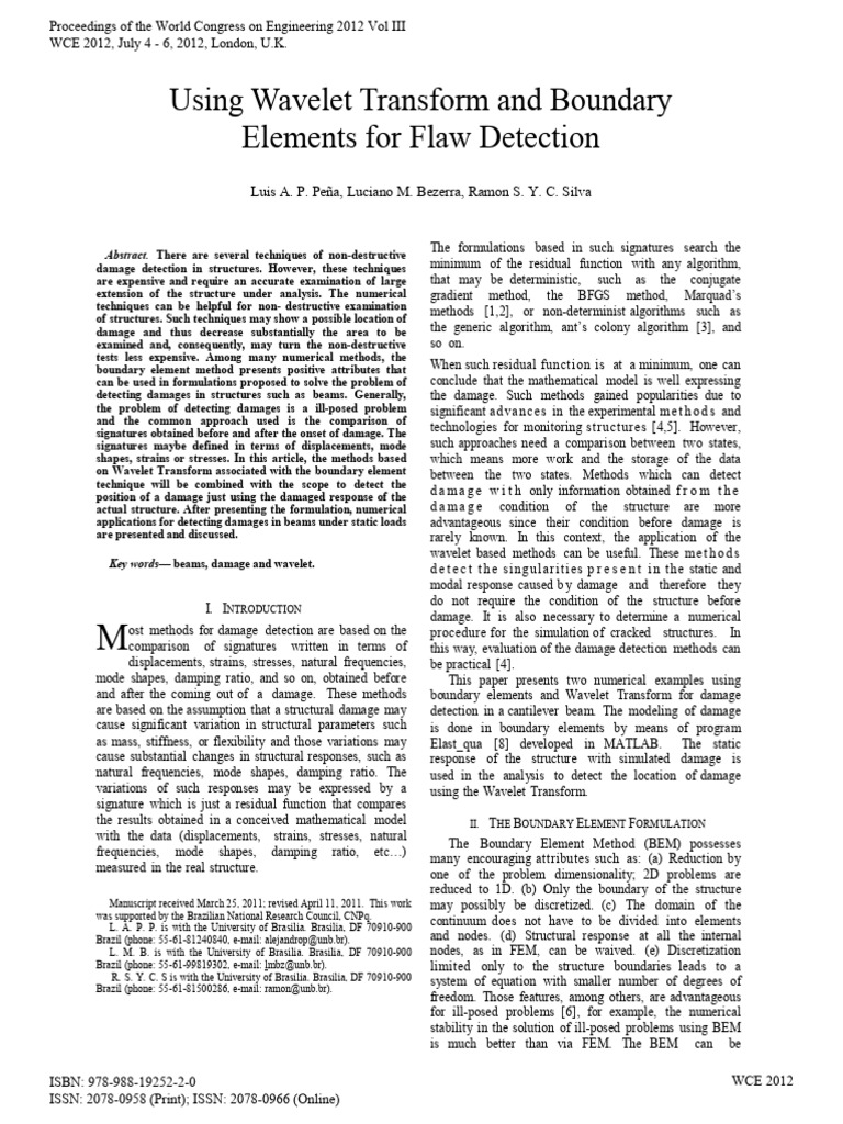 Using WT and BEM For Flaw Detection | PDF | Wavelet | Finite Element Method