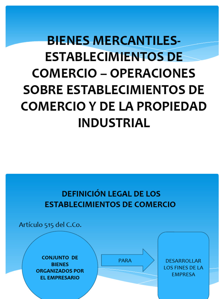 De Los Establecimientos de Comercio-Operaciones Sobre Establecimientos de Comercio y Propiedad ...