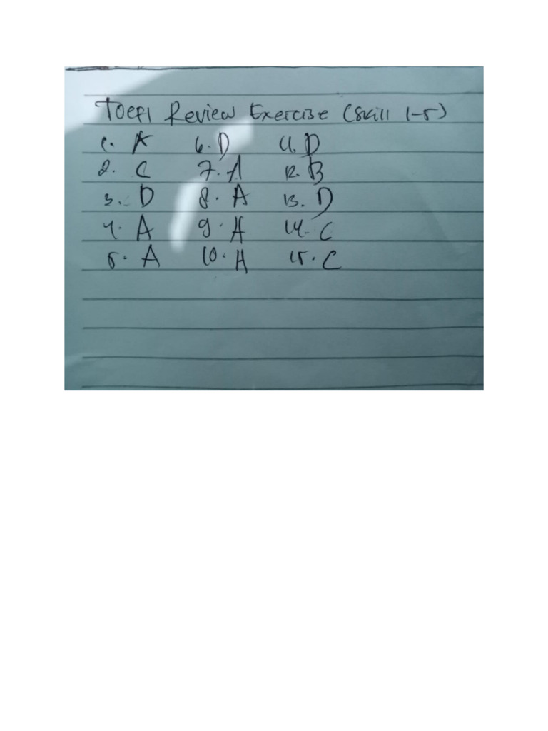 TOEFL Review Exercise Skill 1-5 | PDF